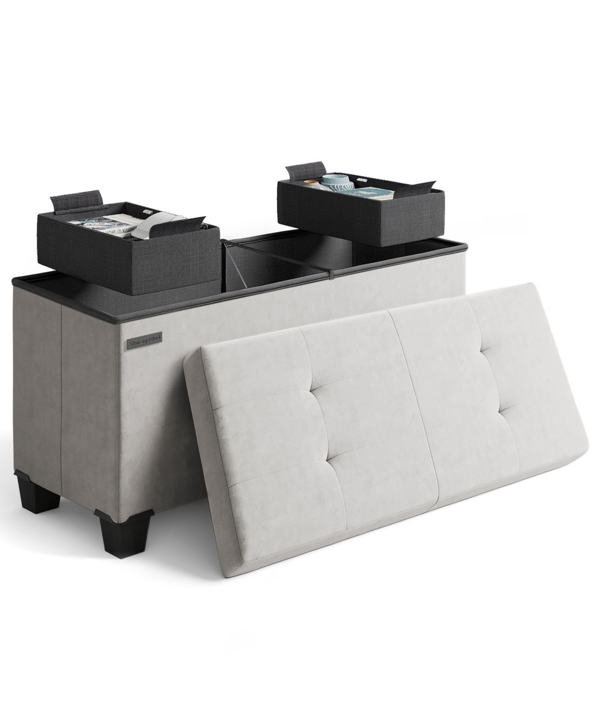 Click here for Nestl 30-Inch Velvet Storage Ottoman with Bin  Sma... prices