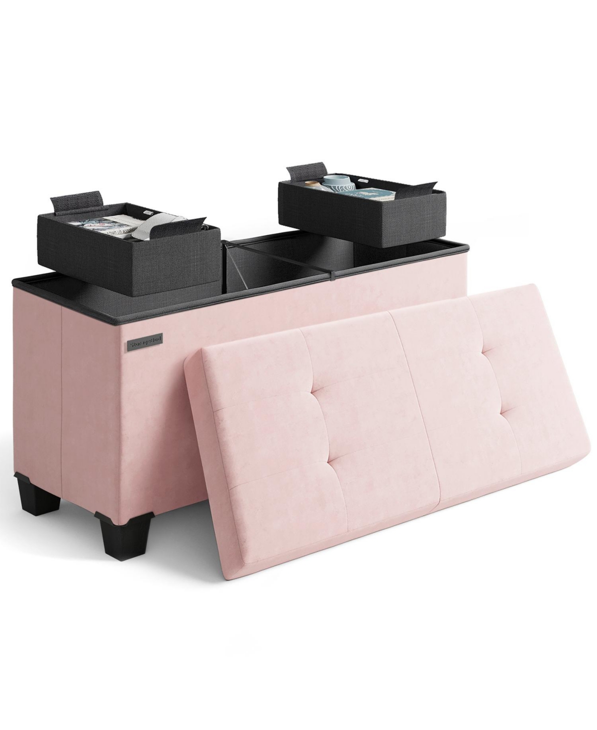 Click here for Nestl 30-Inch Velvet Storage Ottoman with Bin  Sma... prices