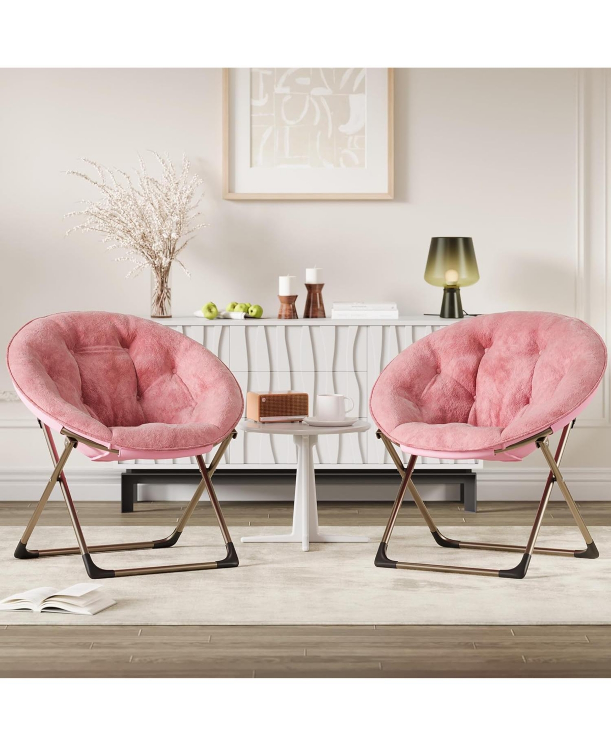 Click here for gaomon Folding Faux Fur Saucer Chair Set of 2 - 30... prices