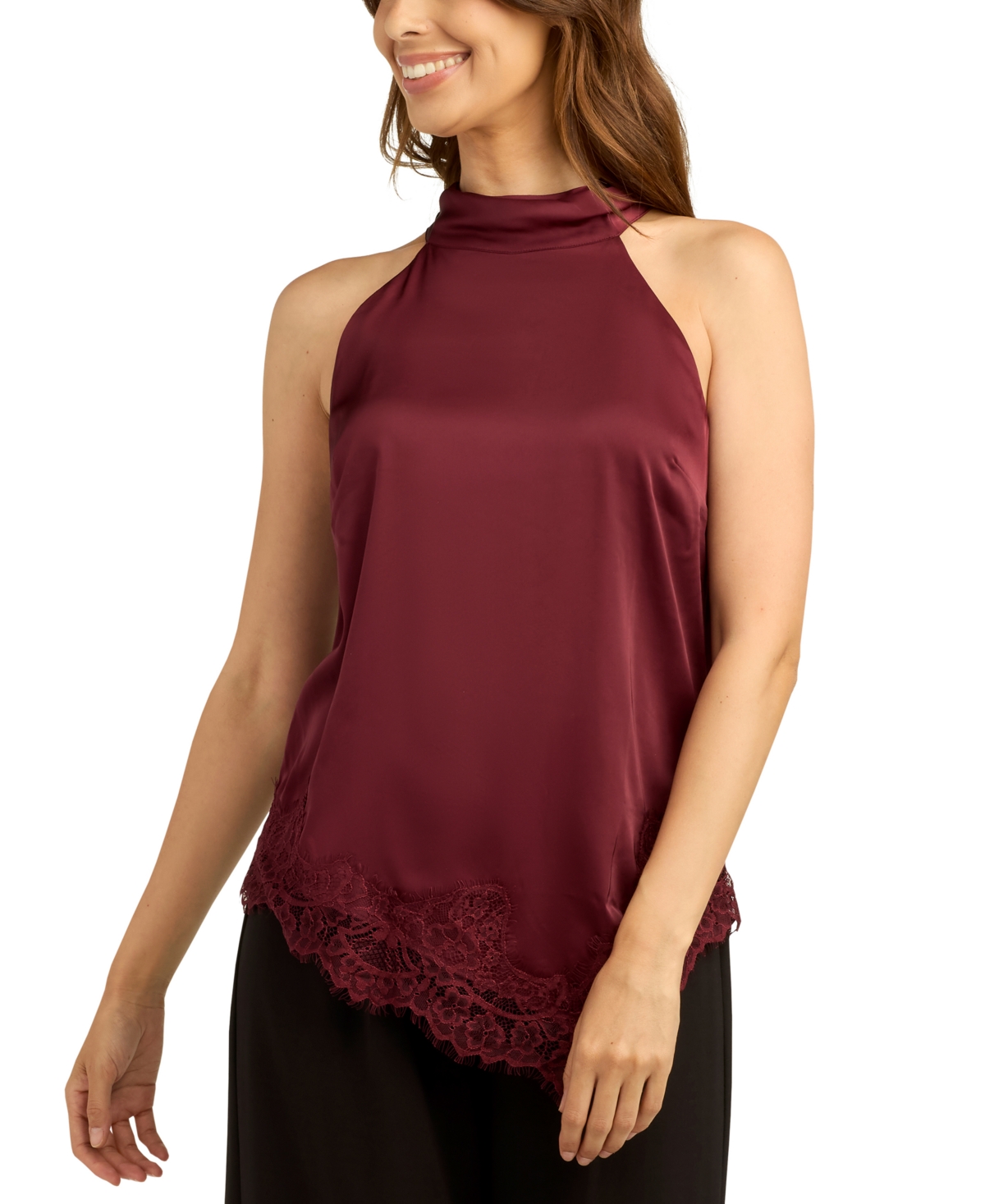 Click here for Bcx Juniors Stretch Satin Halter Sleeveless Top -... prices