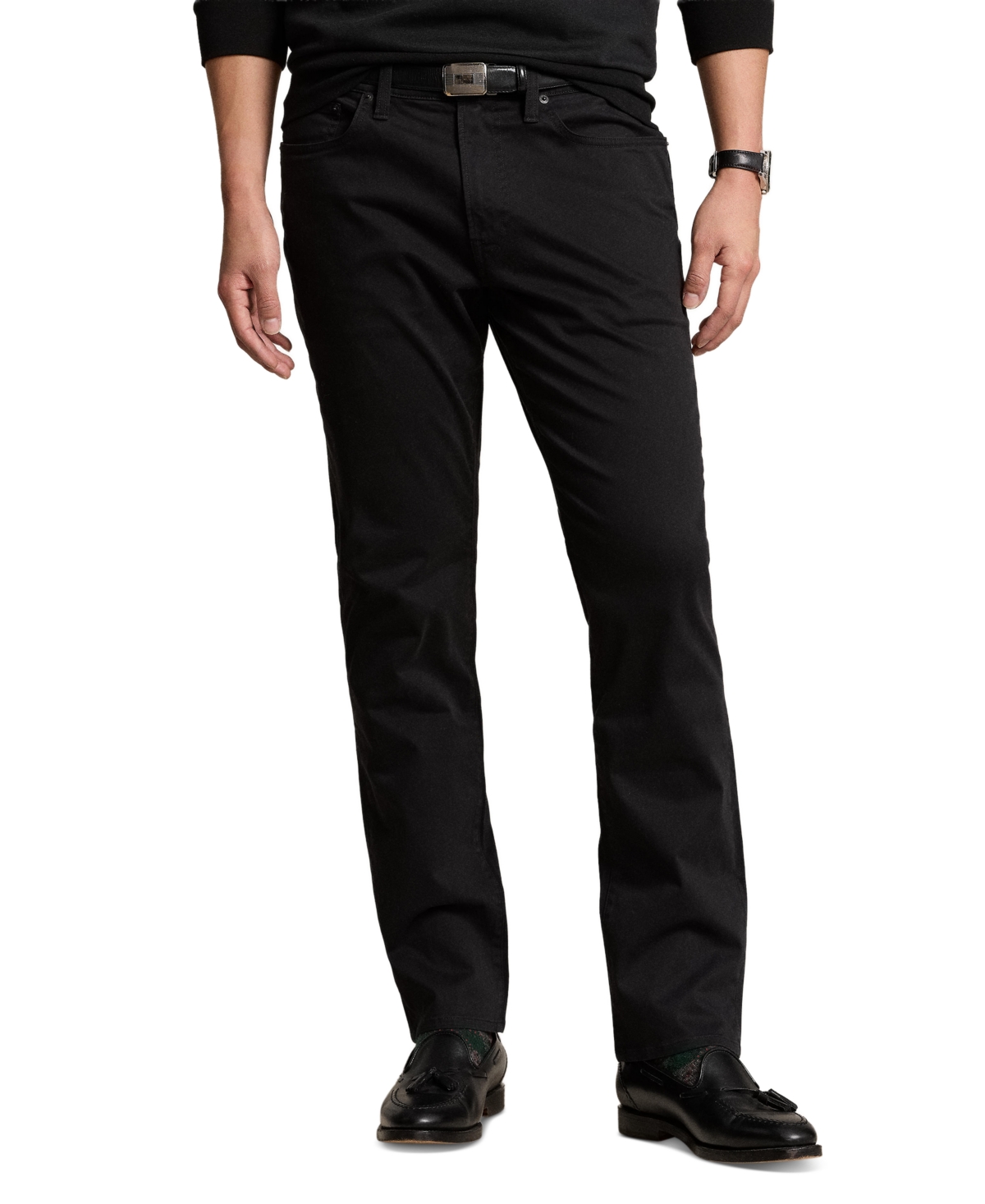 Polo Ralph Lauren Mens Varick Slim Straight Stretch Sateen Pants - Black