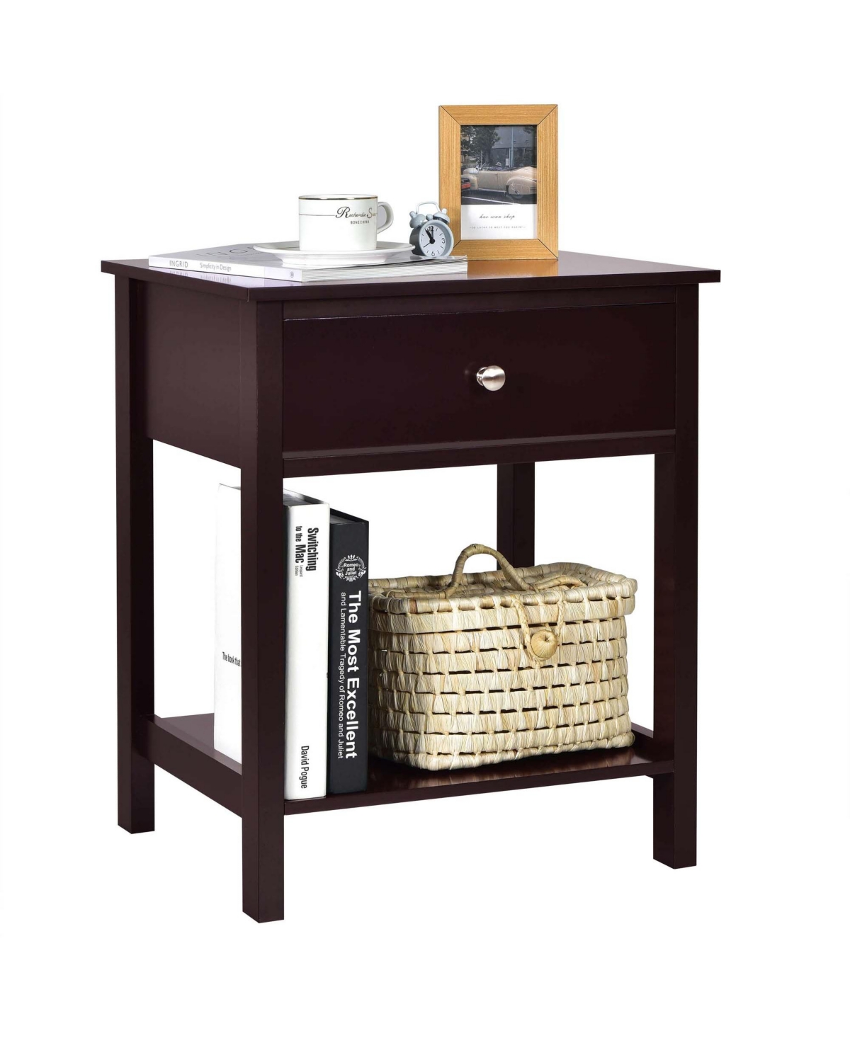 Click here for Costway Nightstand with Drawer Storage Shelf Woode... prices
