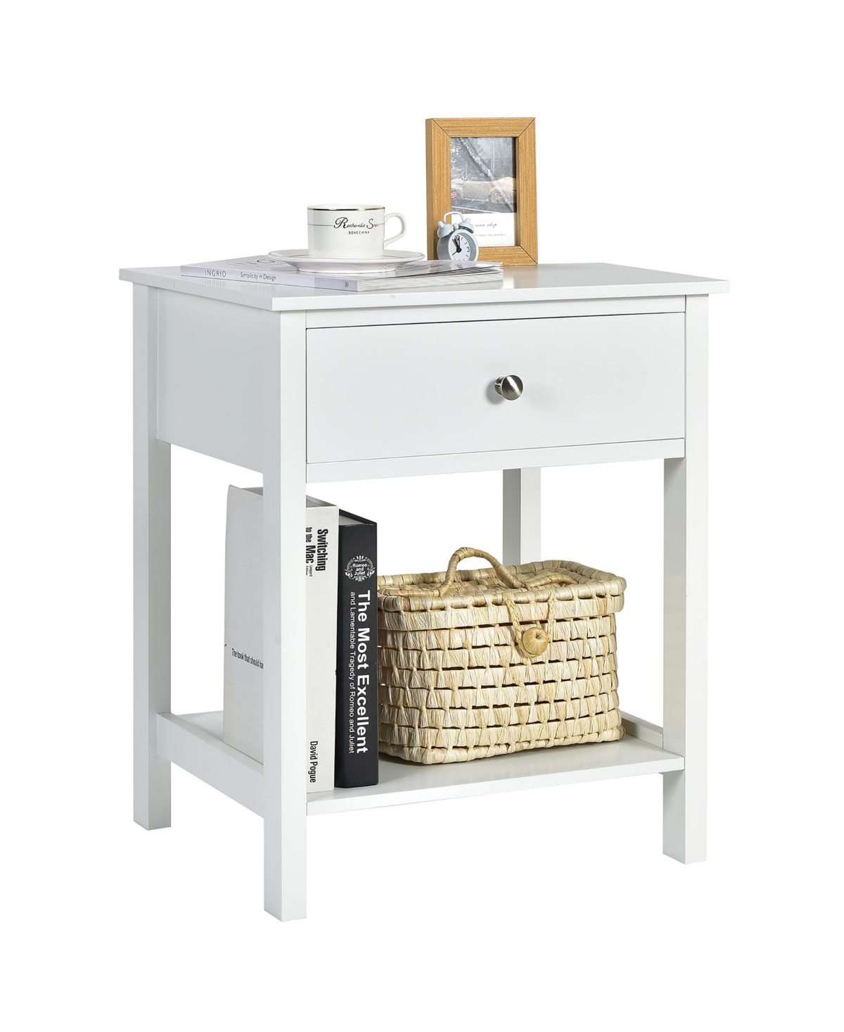 Click here for Costway Nightstand with Drawer Storage Shelf Woode... prices