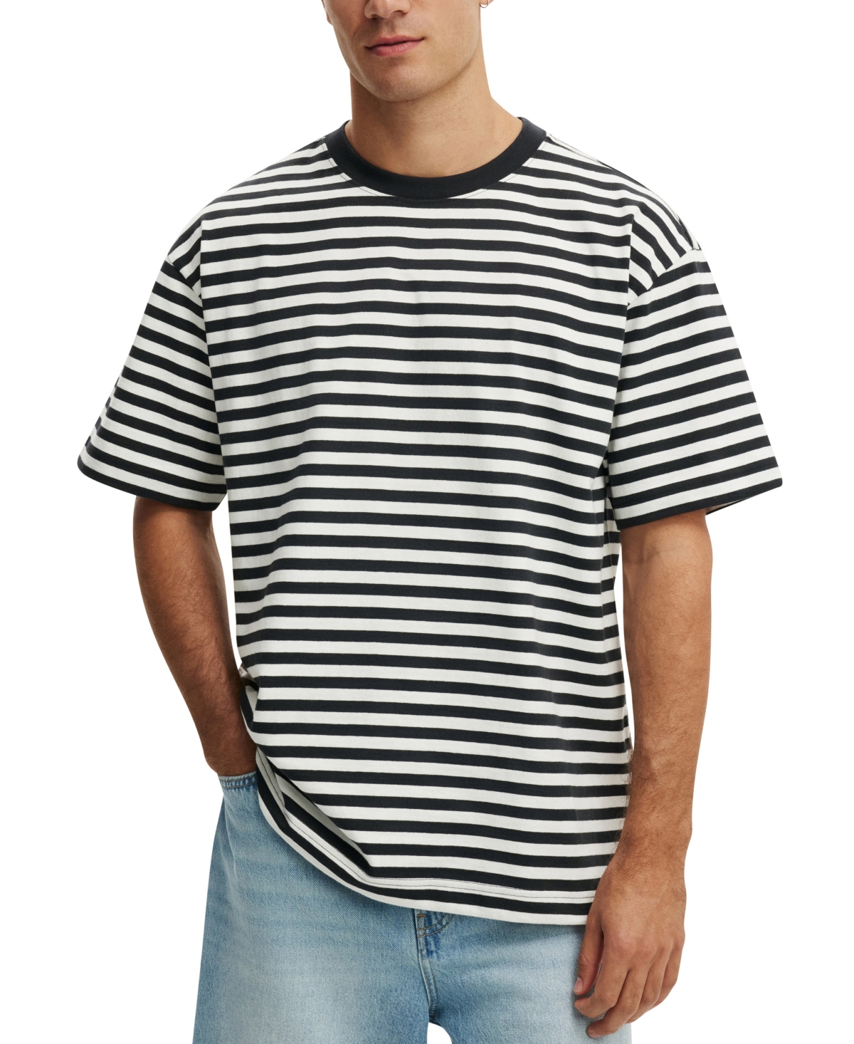 Click here for Mens Heavy Weight T-shirt - Black/White Stripe prices