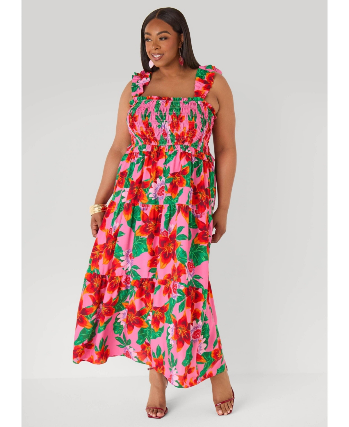 Click here for Ashley Stewart Plus Size Floral Ruffle Trimmed Max... prices