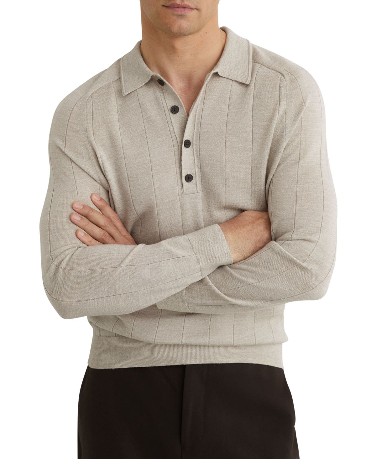Click here for Reiss Mens Greyson Merino Wool Wide-Rib Polo Shirt... prices
