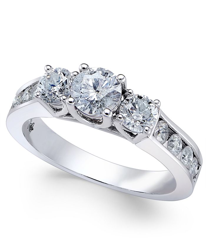 Macy's Diamond Trinity Channel-Set Engagement Ring (1-1/2 ct. t.w.) in ...