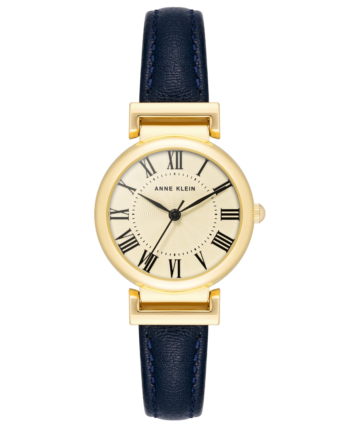 Click here for Anne Klein Womens Quartz Gold-Tone Case Navy Leath... prices