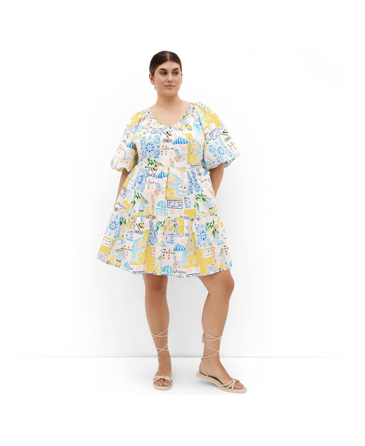 Click here for City Chic Womens Plus Size Print Puff Sleeve Mini... prices