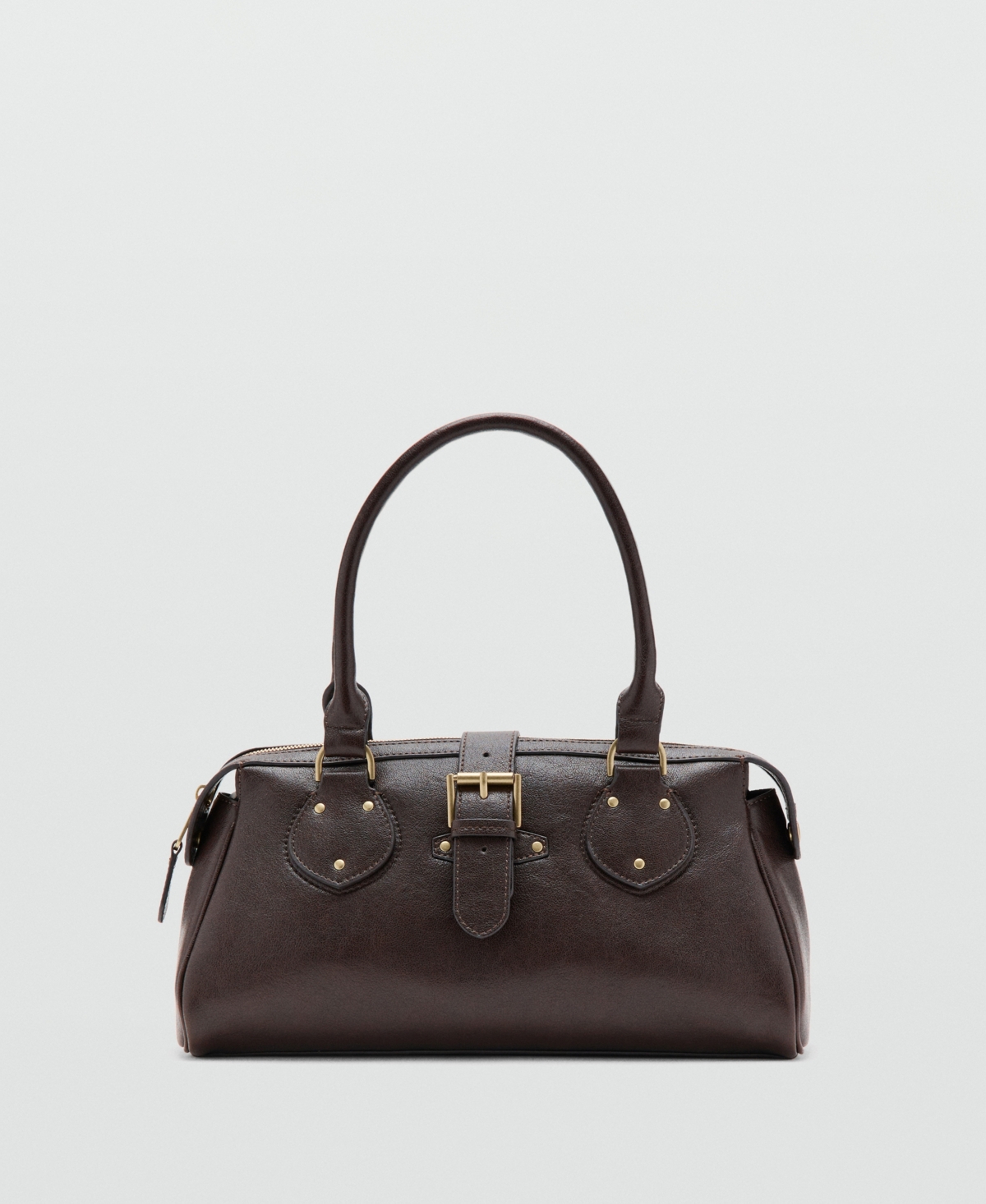Click here for Mango Womens Buckle Shoulder Bag - Dark Brown prices