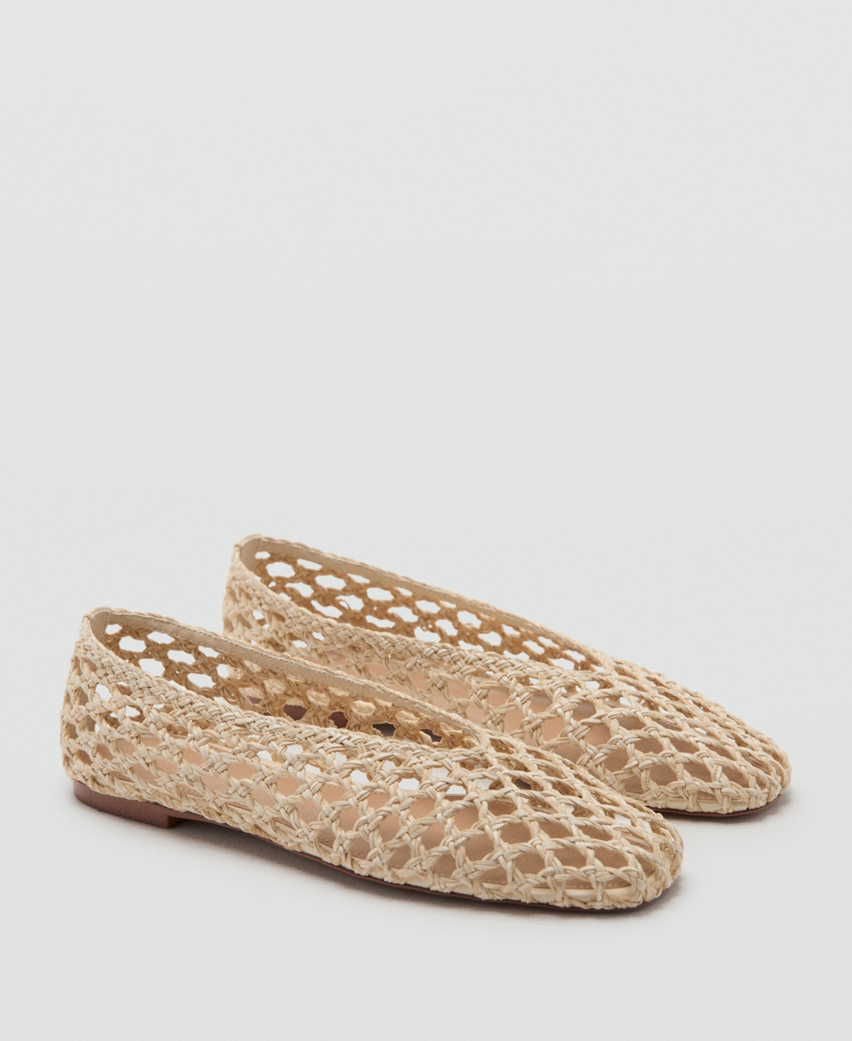 Click here for Mango Womens Braided Ballet Flats - Light Beige prices