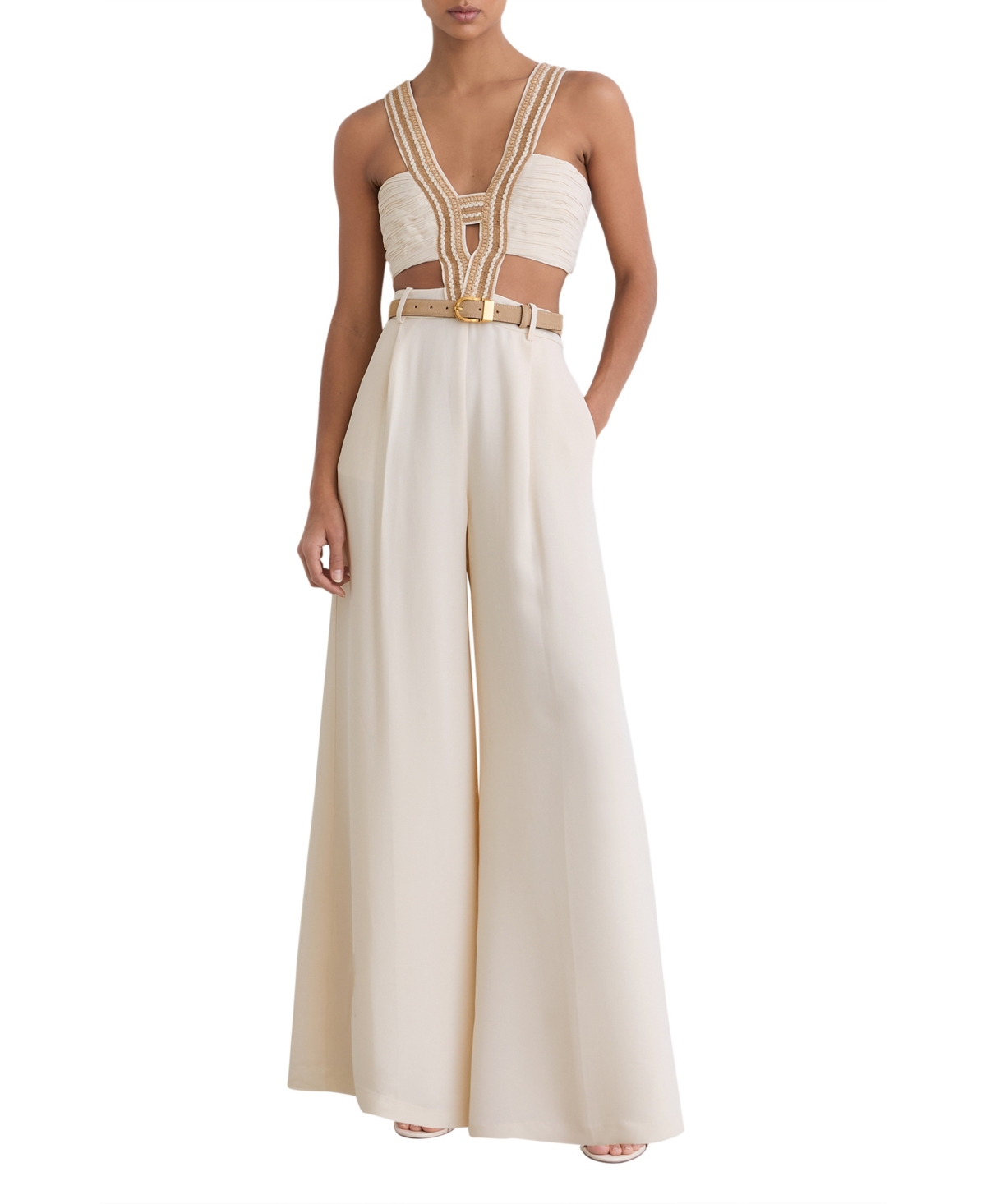 Click here for Reiss Womens Scarlett Cut-Out Jumpsuit - Ivory prices