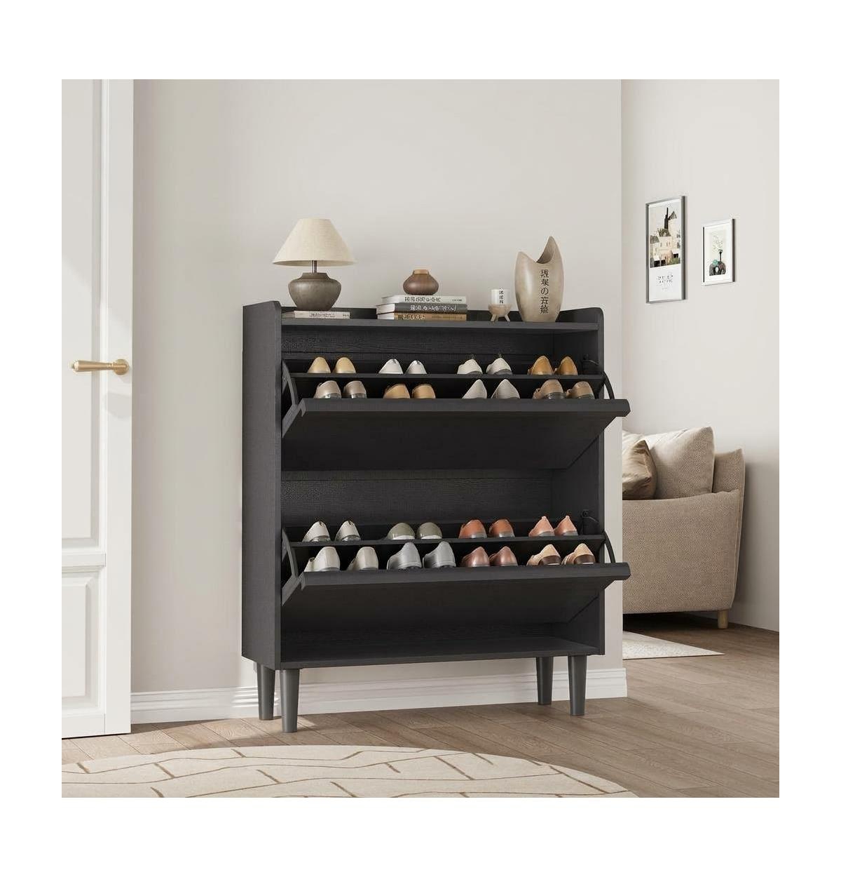 Click here for homfan 2 Flip Drawer Shoe Cabinet with Adjustable... prices