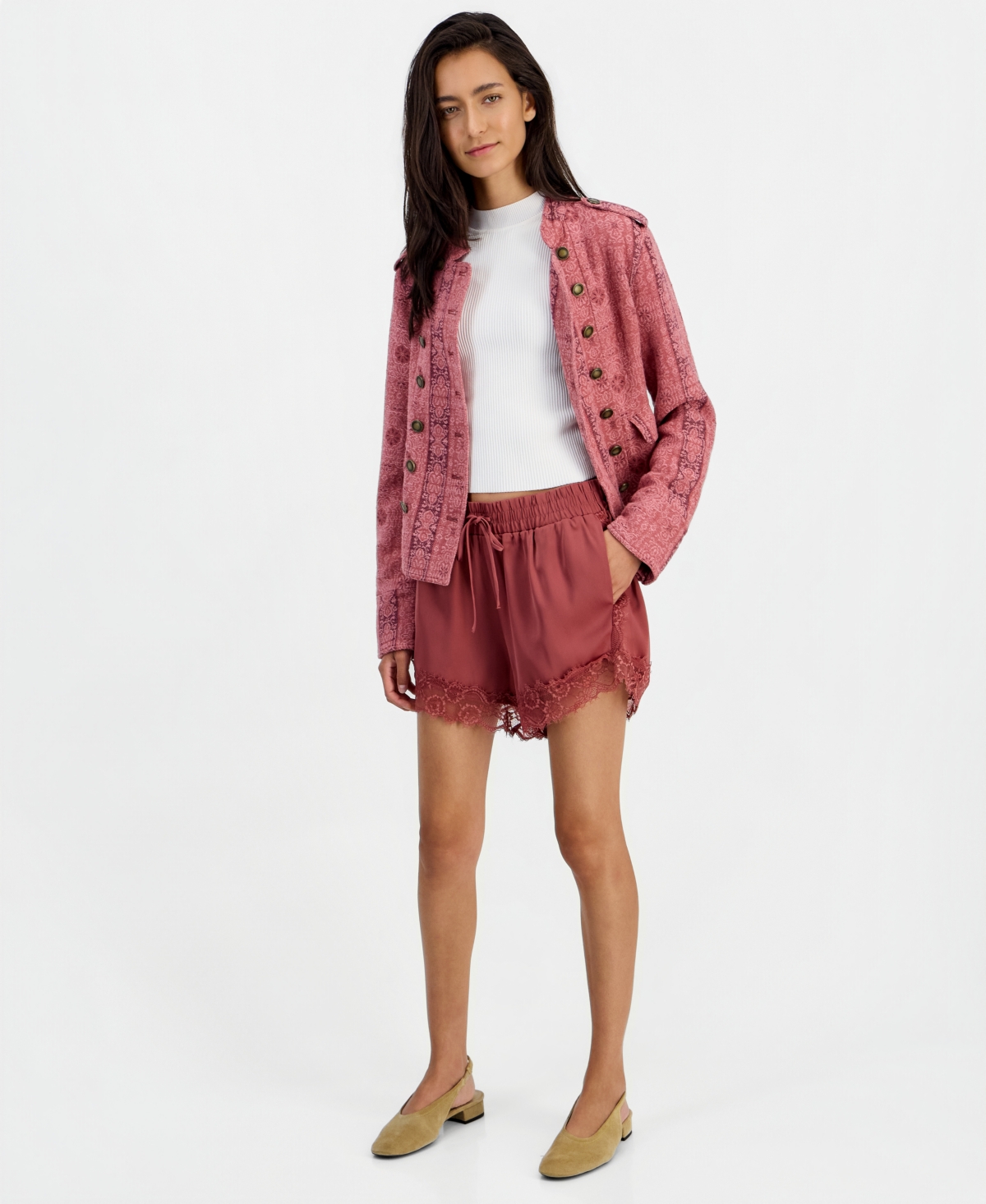 Click here for And Now This Womens Pull-On Satin Lace Shorts  1-5... prices