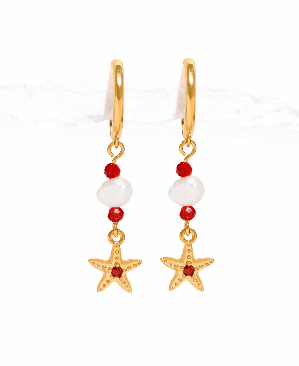 Click here for Girls Crew Crystal Starfish Beaded Dangle Hoop Ear... prices