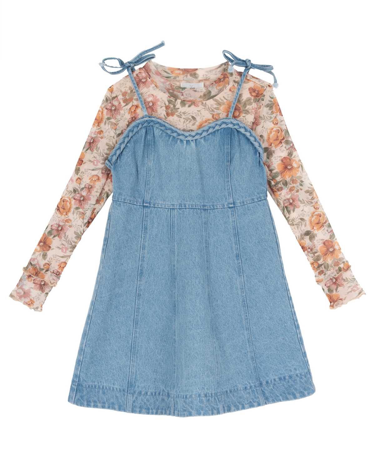 Click here for Rare Editions Girls 7-14 Floral Top and Denim Jump... prices