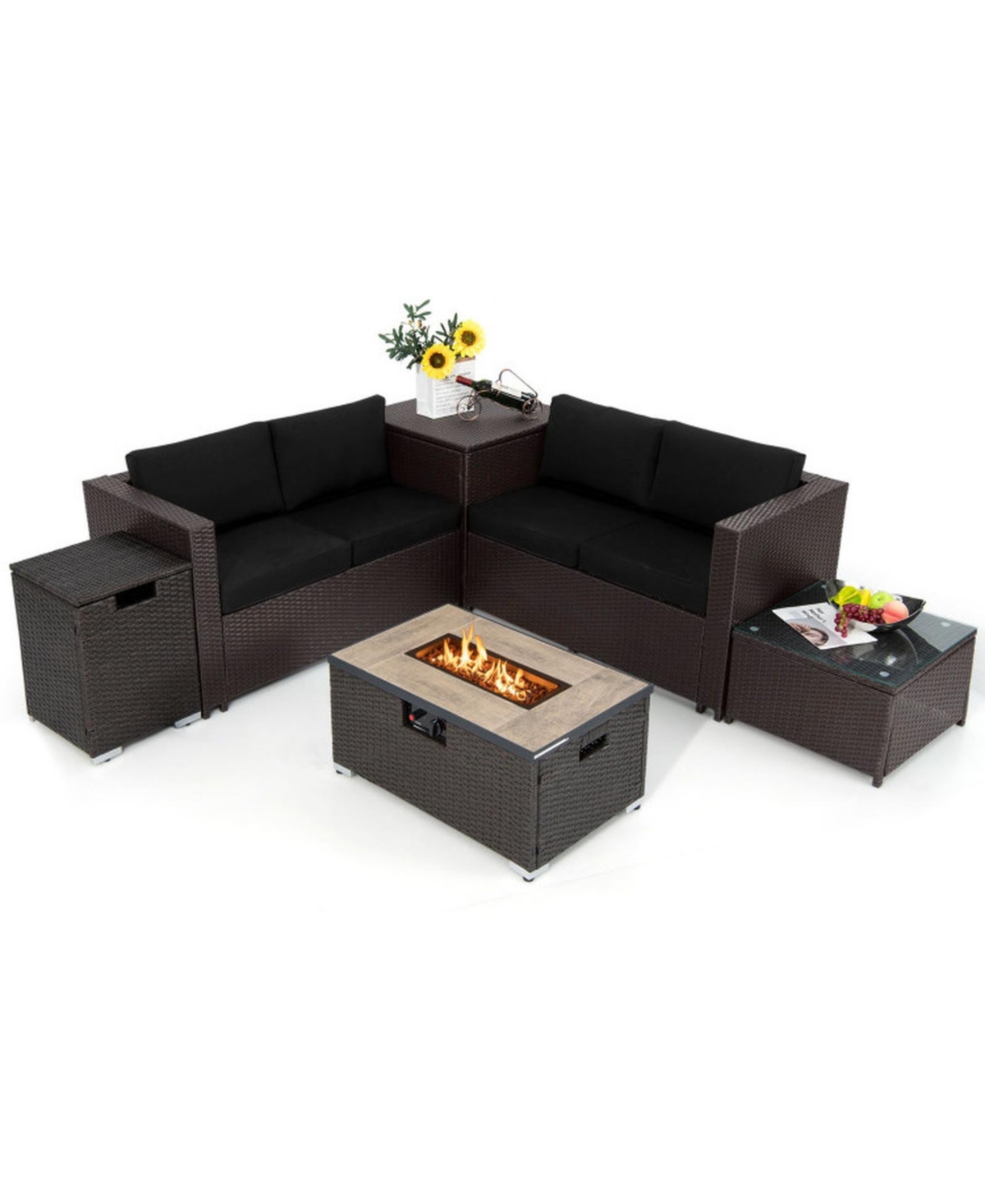 Click here for Sugift 6-Piece Outdoor Wicker Furniture Set with 3... prices