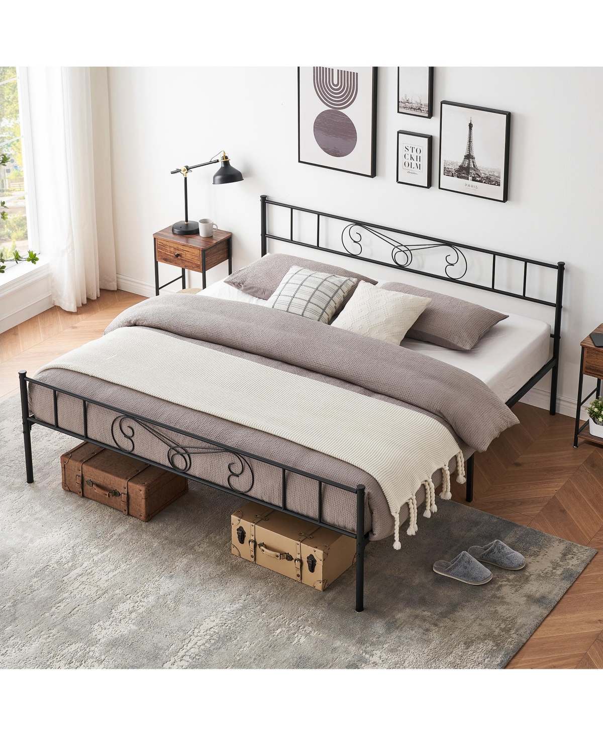 Click here for homfan King Metal Bed Frame  Platform Bed with Hea... prices