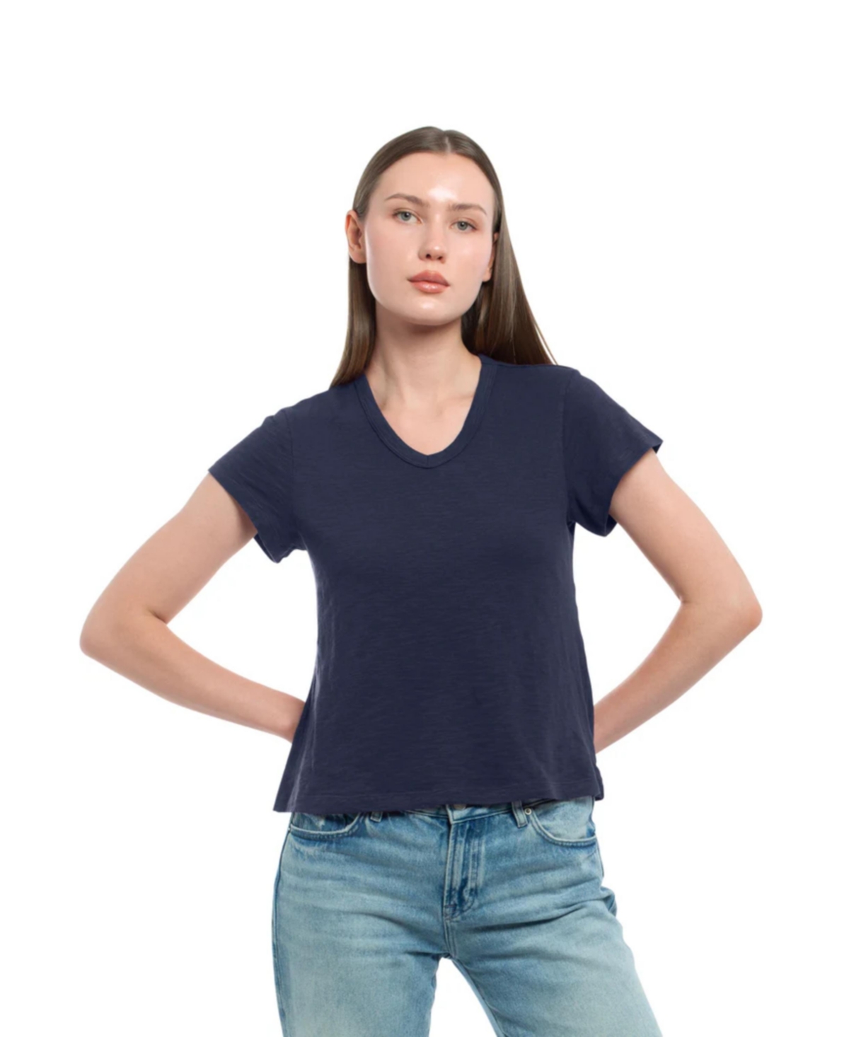 Click here for Wilt Womens V-Neck Baby Tee - Peacoat. prices