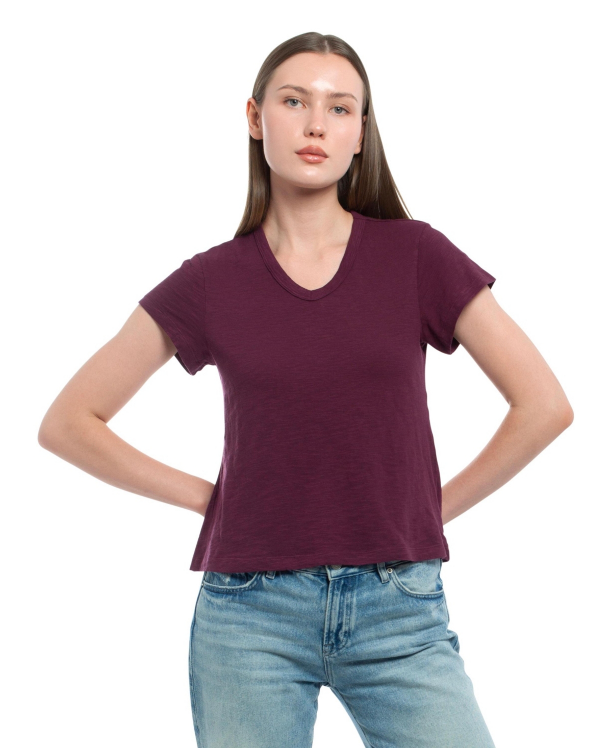 Click here for Wilt Womens V-Neck Baby Tee - Dark fig. prices