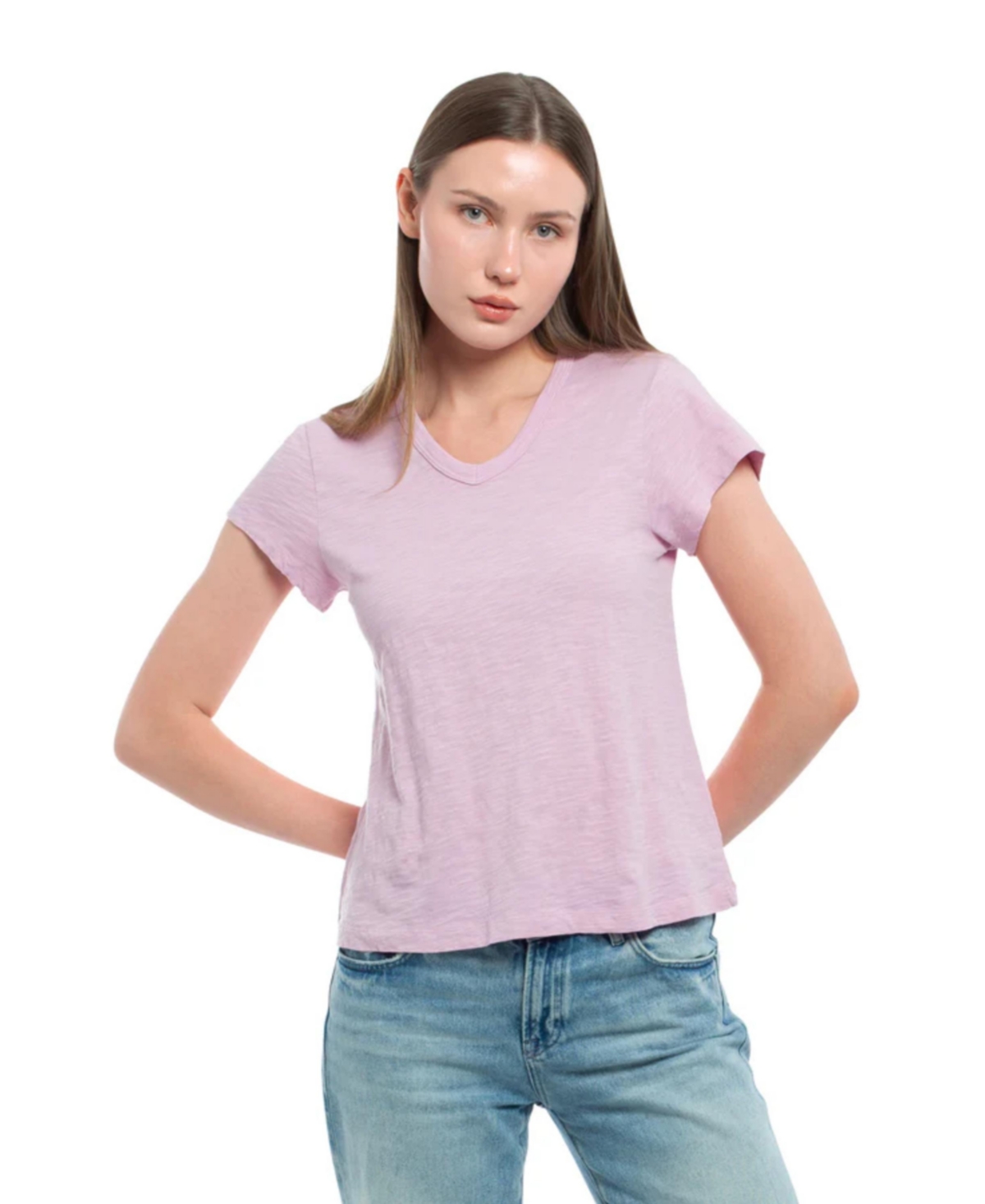 Click here for Wilt Womens V-Neck Baby Tee - Mauve mist. prices