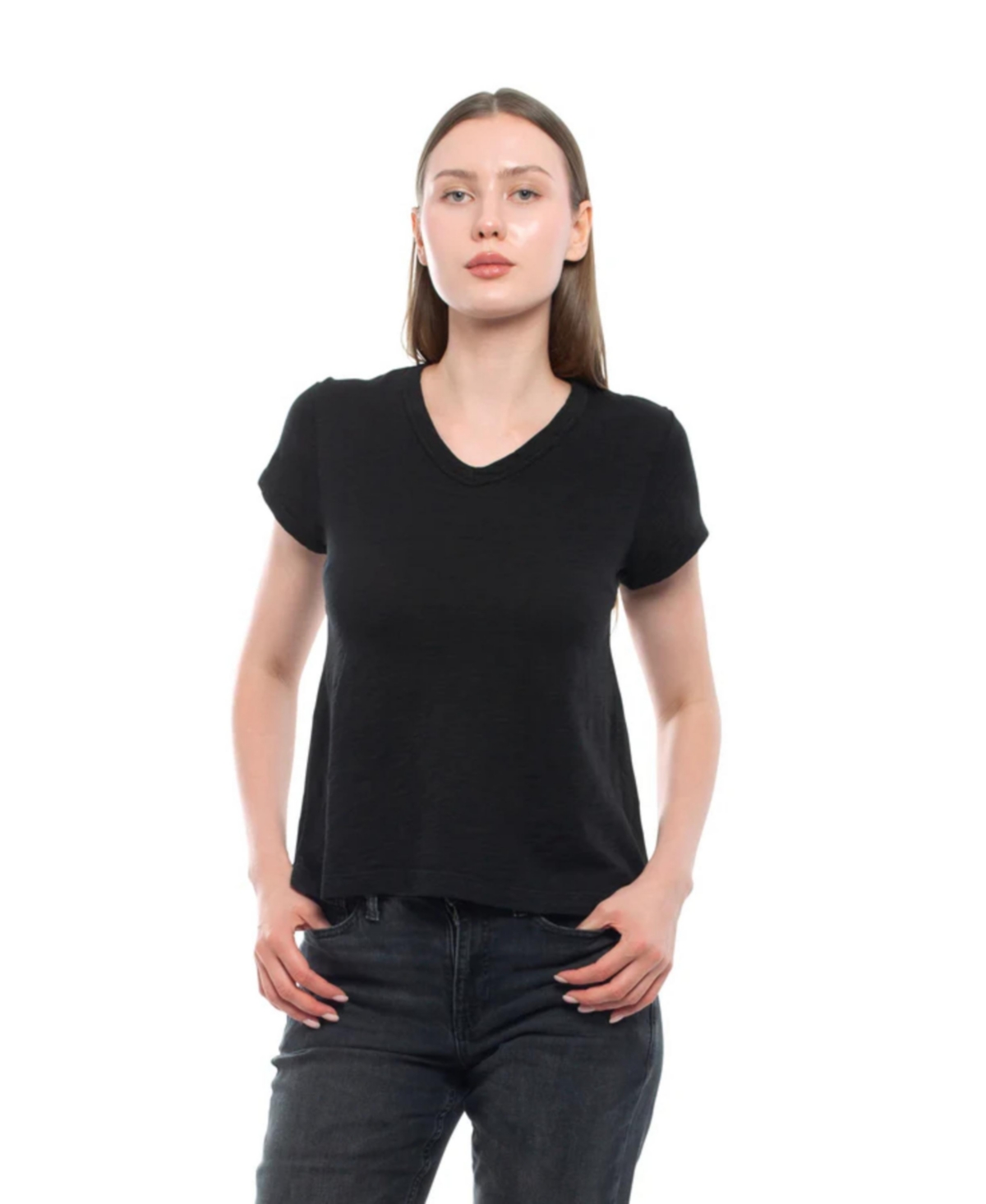 Click here for Wilt Womens V-Neck Baby Tee - Black. prices