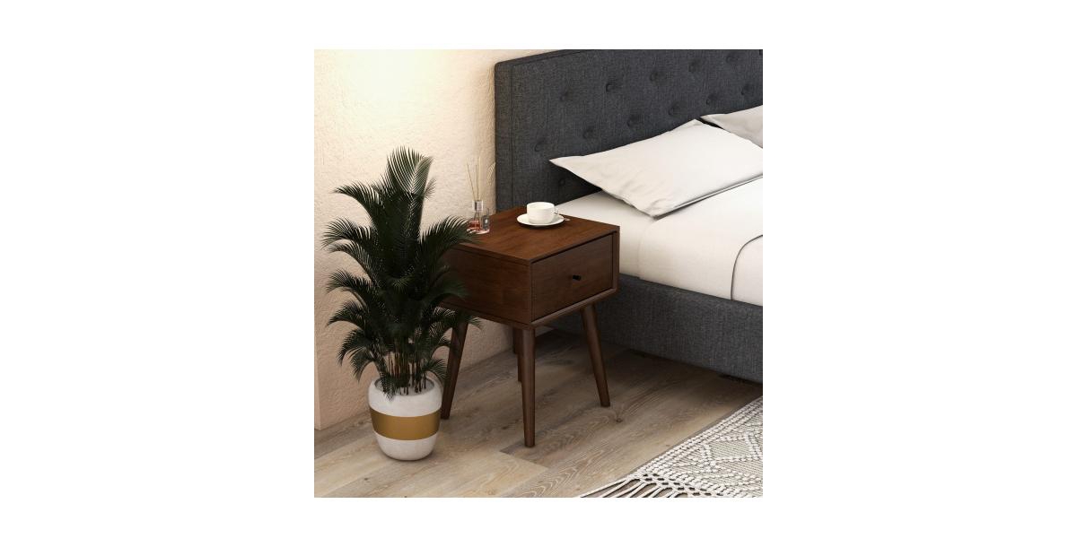Click here for Lucky One 1-Drawer Mid Century Nightstand with Sol... prices