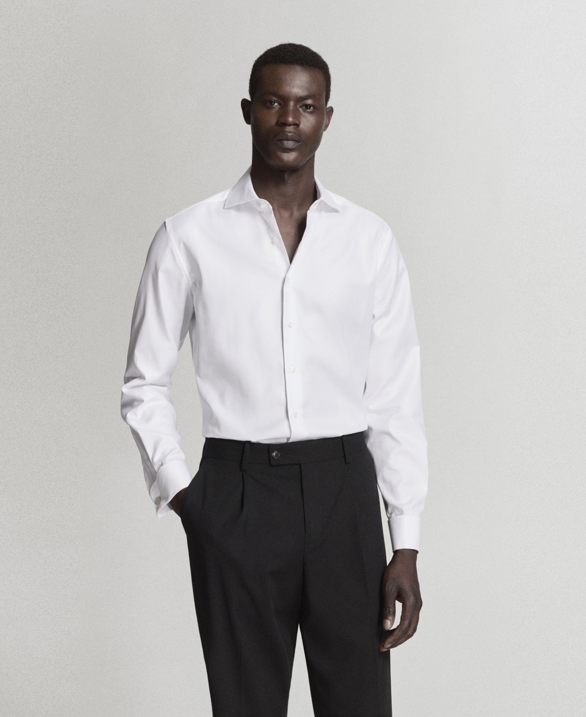 Click here for Mango Mens Cotton Slim-Fit Suit Shirt - White prices