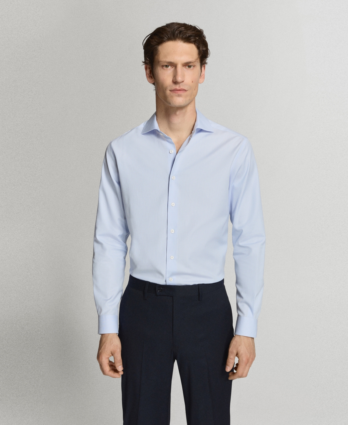 Click here for Mango Mens Cotton Slim Fit Shirt - Sky Blue prices