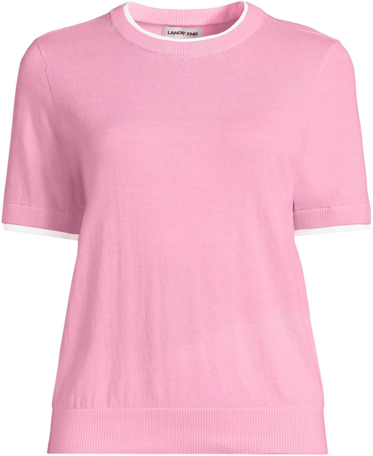 Click here for Lands End Womens Double Trim Cotton Crew Neck Tee... prices