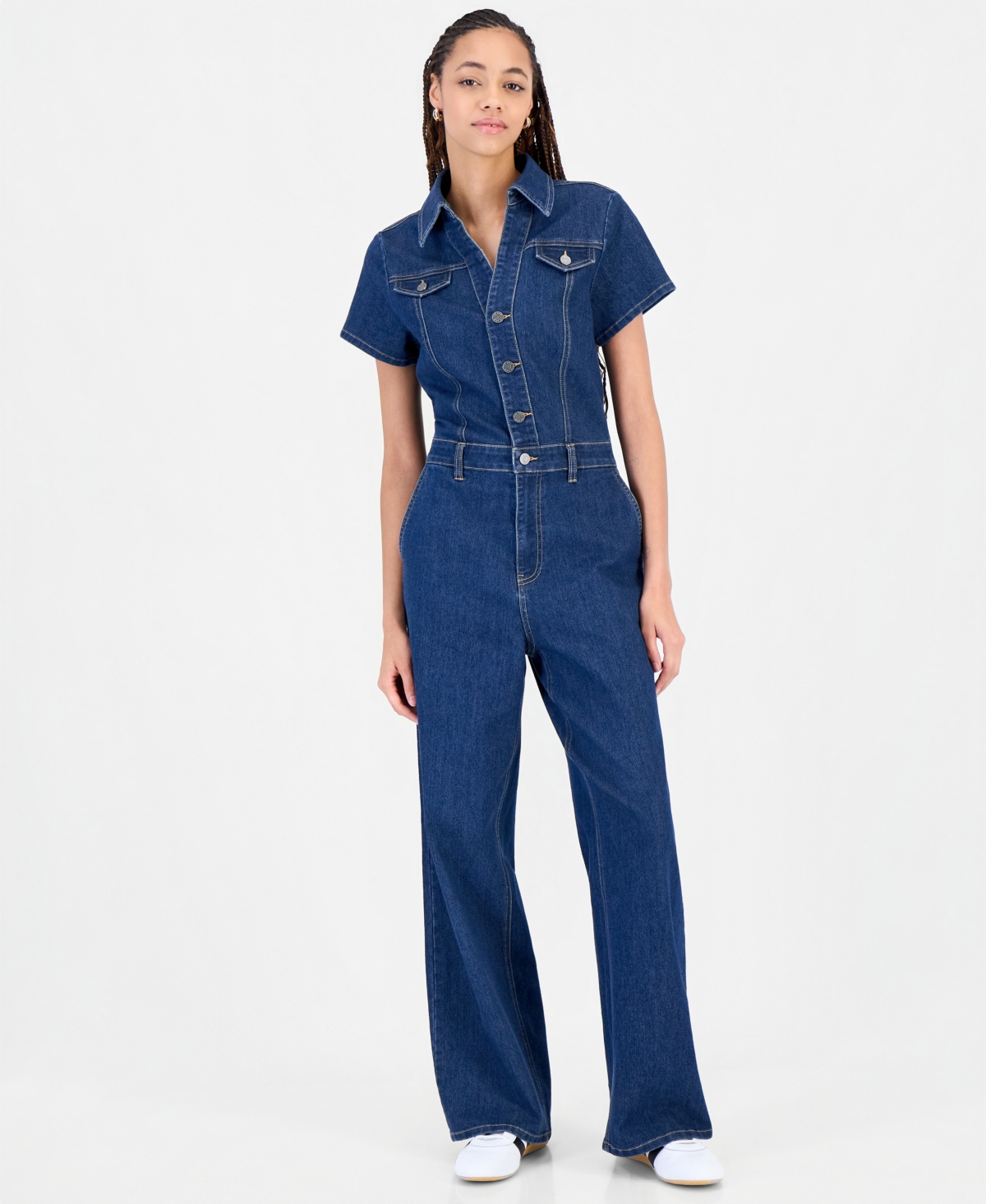 Click here for Fvr Drm Juniors Cotton Blend Denim Wide-Leg Boiler... prices