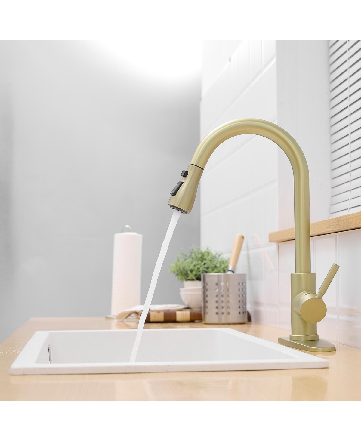 Click here for Phying Nickel Gold Kitchen Sink Faucet with Deck P... prices
