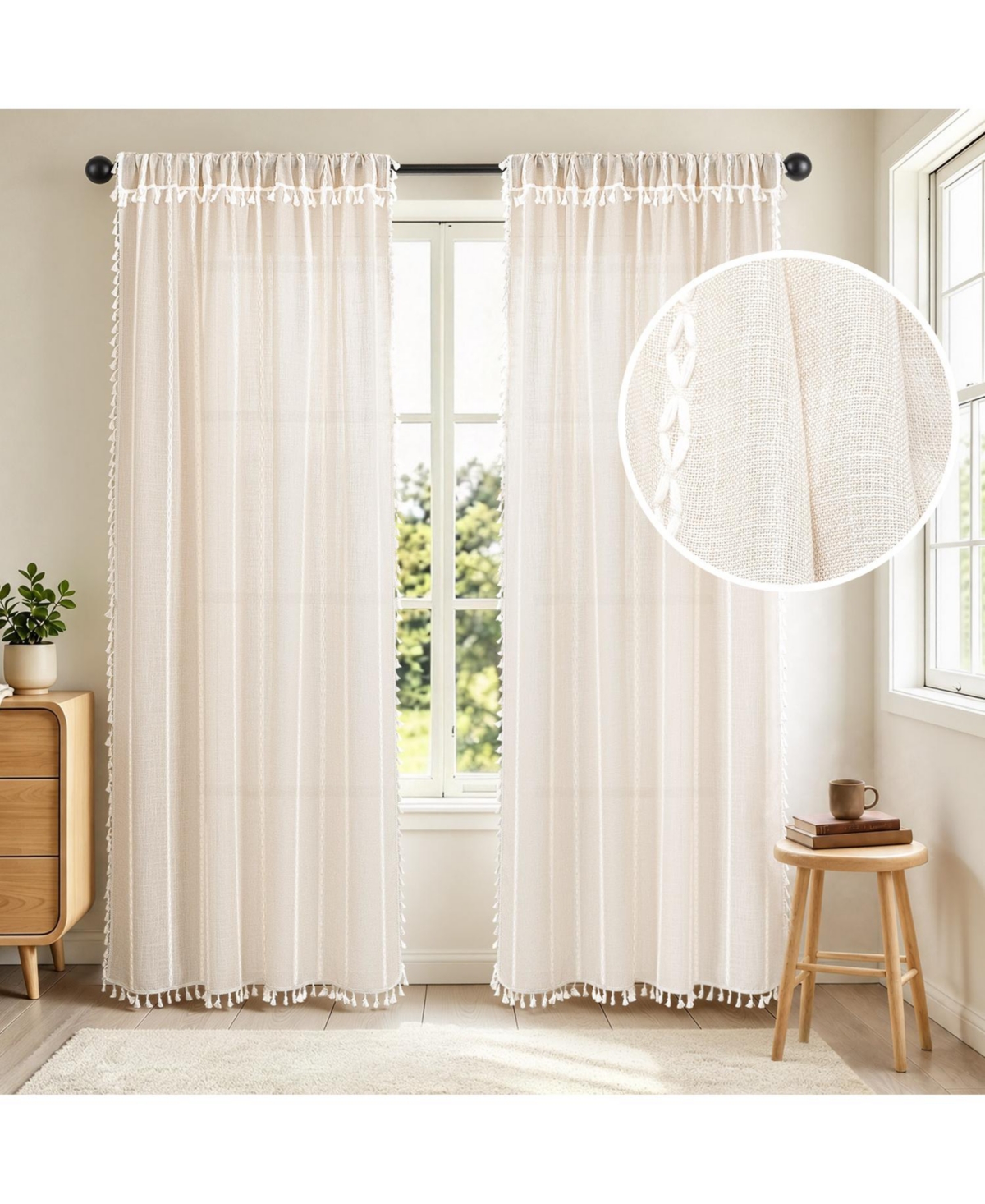 Click here for Awesome Home Casual Fringe Light Filtering Curtain... prices