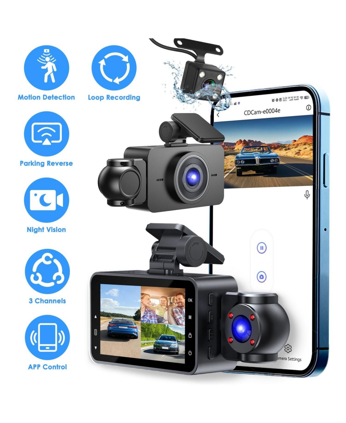 Click here for Neewer WiFi Fhd 1080P 3 Channel Car Dash Cam Front... prices