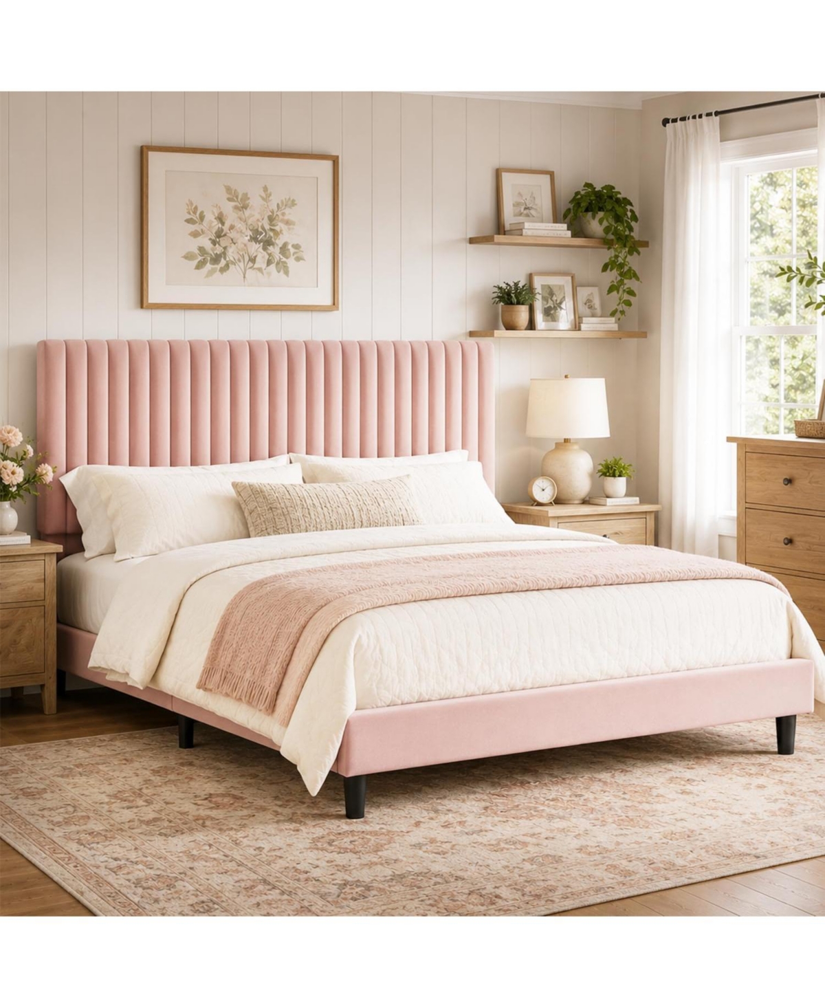Click here for gaomon Velvet Upholstered King Platform Bed Frame... prices