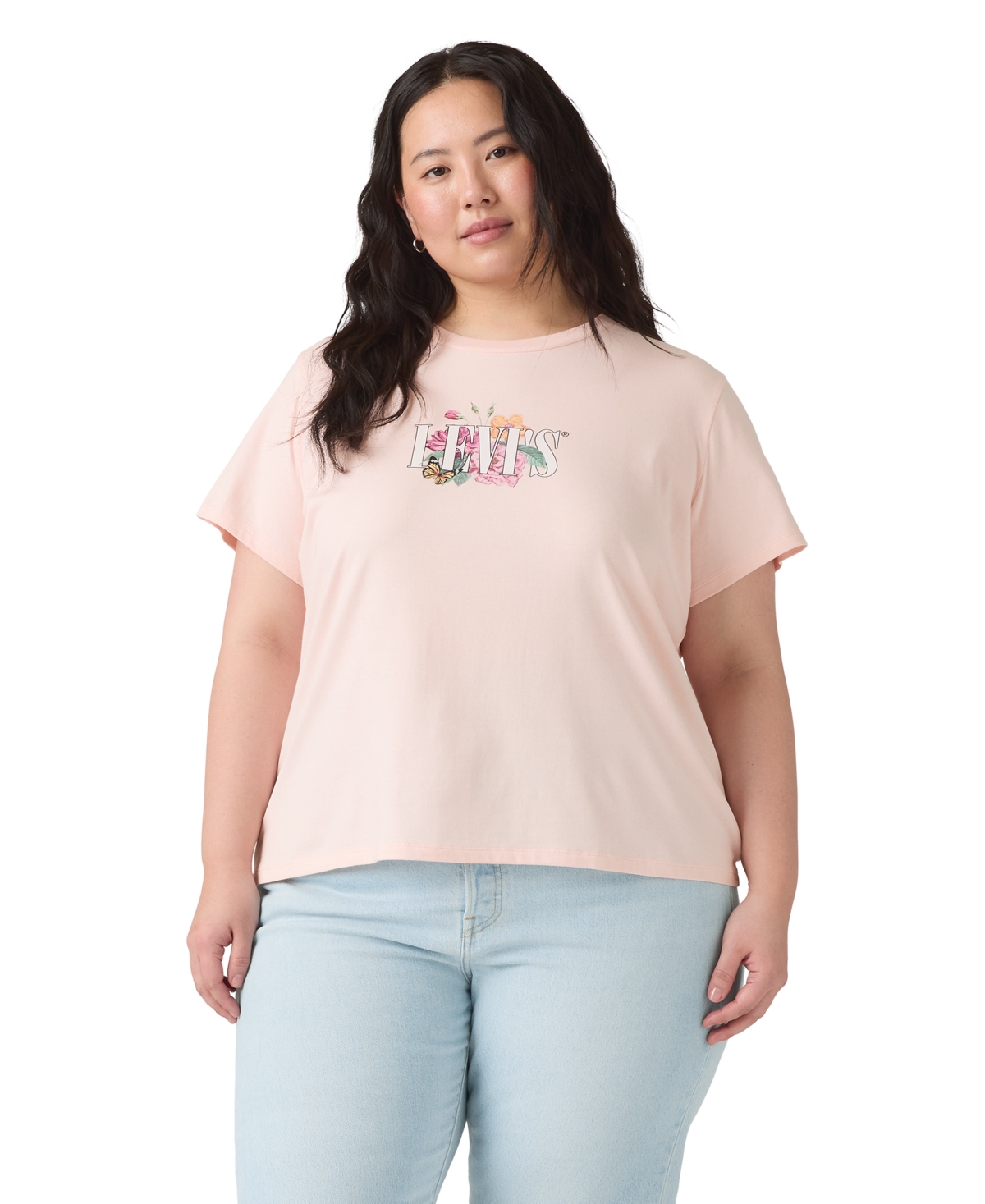 Click here for Levis Trendy Plus Size Perfect Logo Cotton T-Shirt... prices