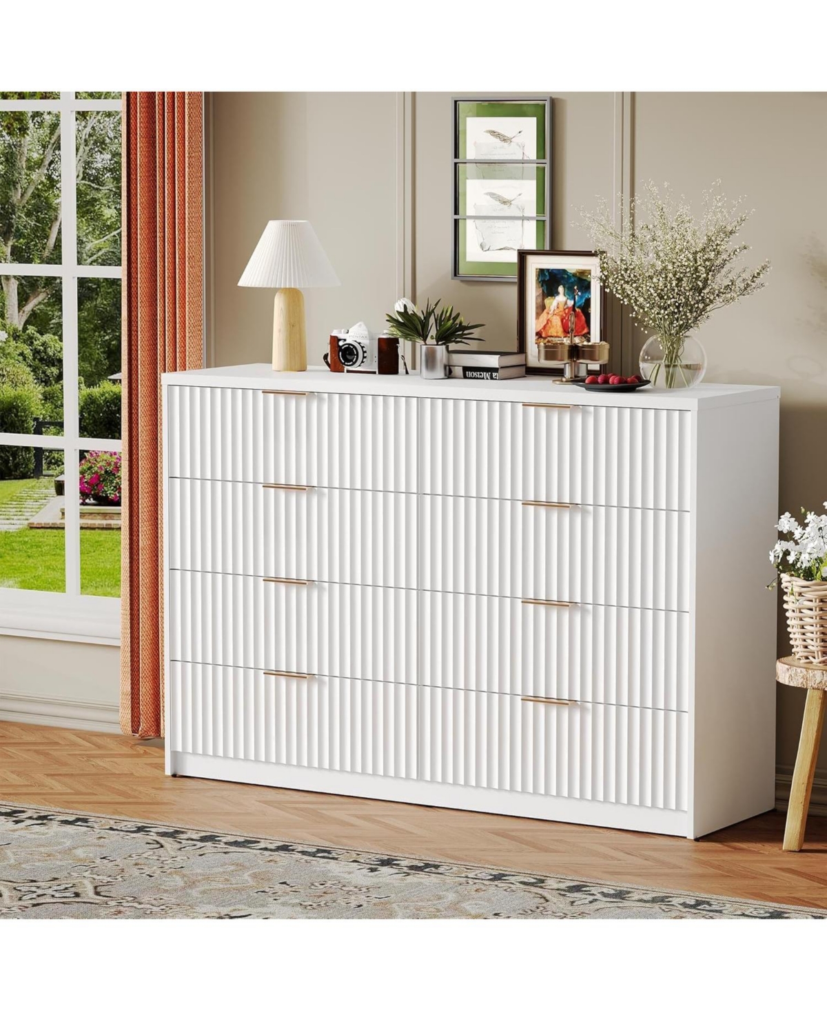 Click here for gaomon 8-Drawer Fluted Dresser  Wood Storage Organ... prices