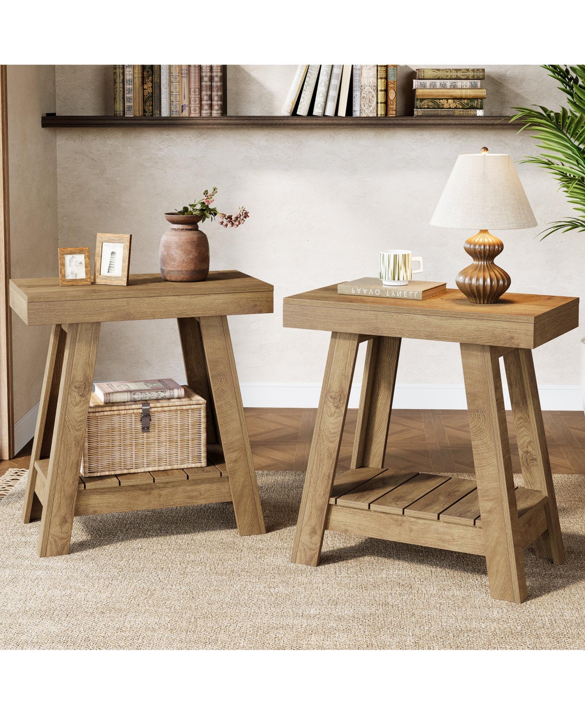 Click here for Tribesigns 2-Tier Wooden End Table Set of 2  Farmh... prices