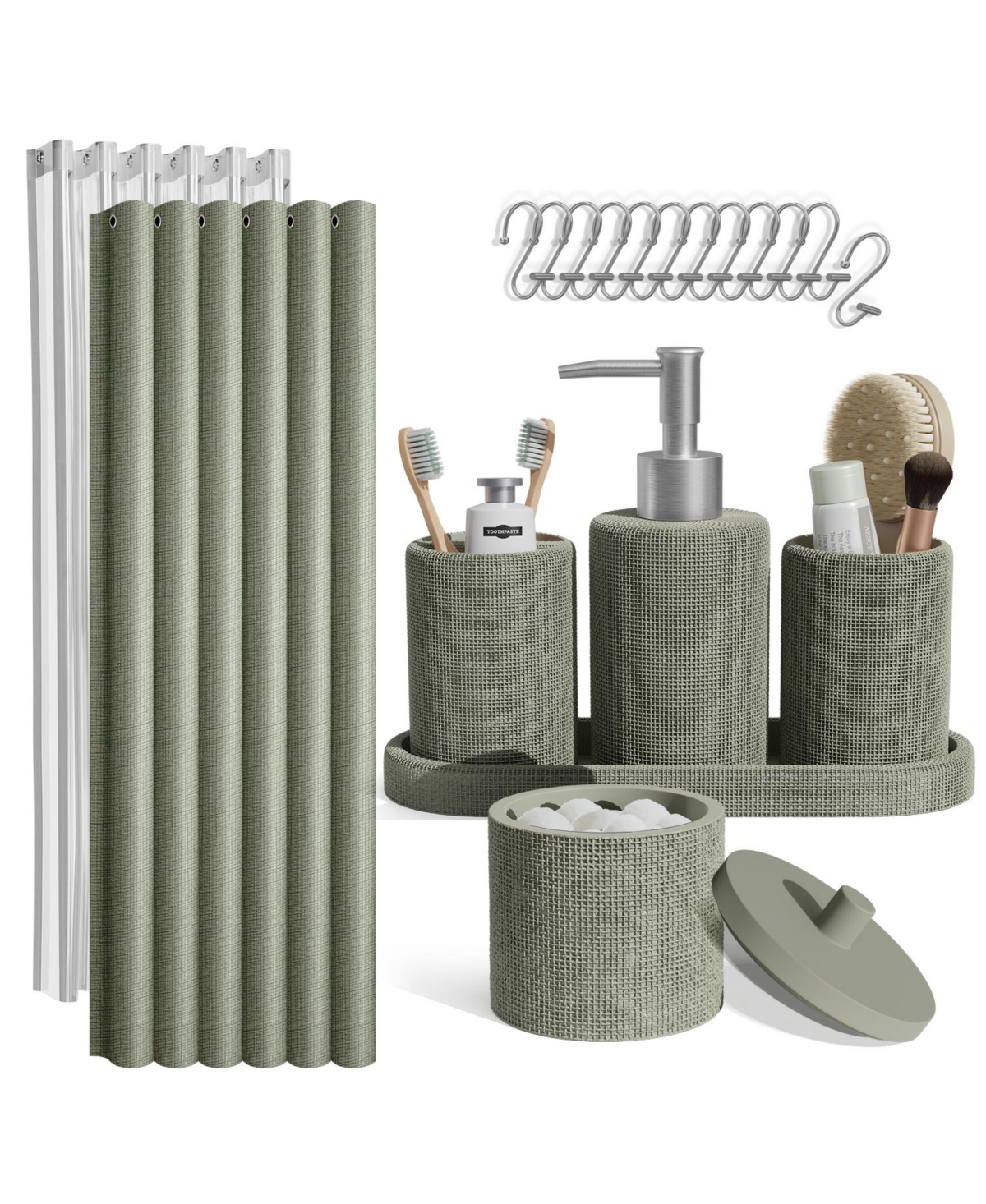 Click here for Complete Burlap Texture Polyresin Bathroom Decor a... prices