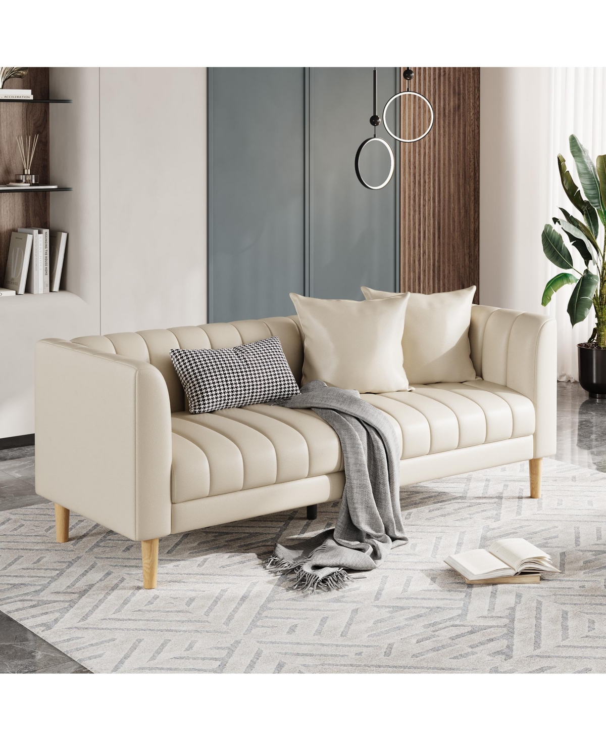 Click here for gaomon Modern Faux Leather 3 Seater Sofa Couch Dee... prices