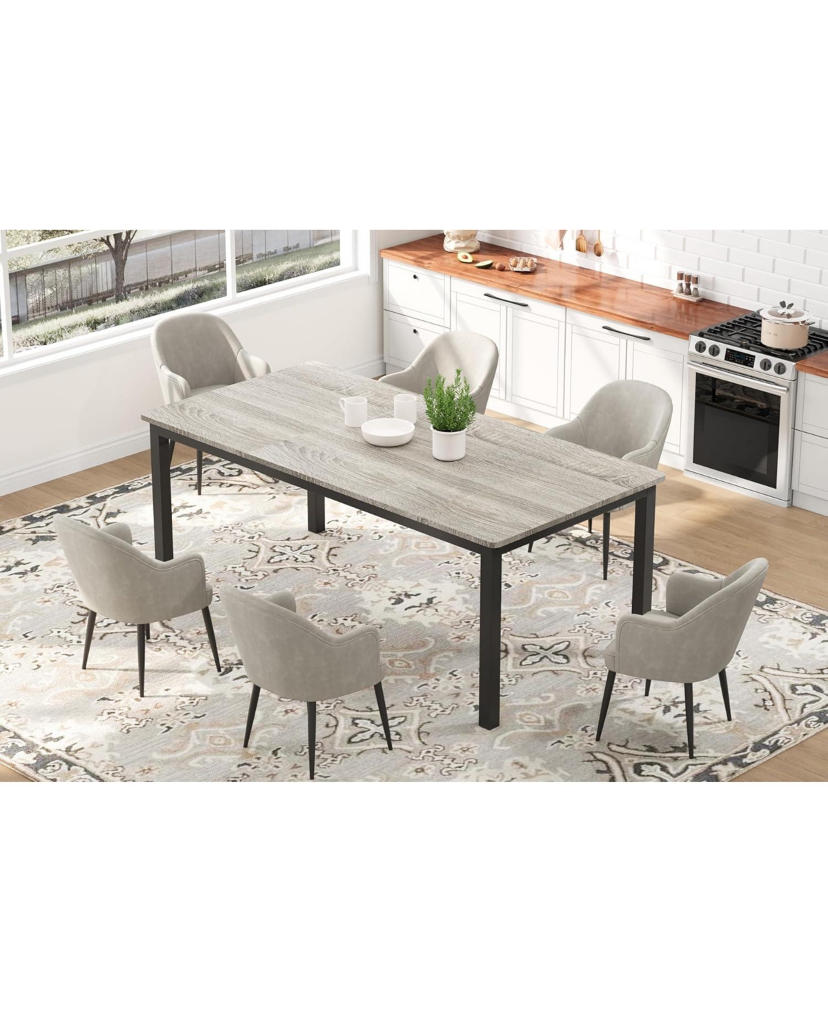 Click here for gaomon 70.8 Industrial Dining Table for 6-8 with M... prices