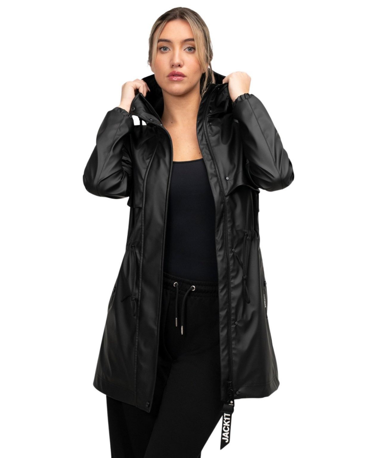 Click here for JACK1T Womens Aurora Cape Raincoat - Black prices