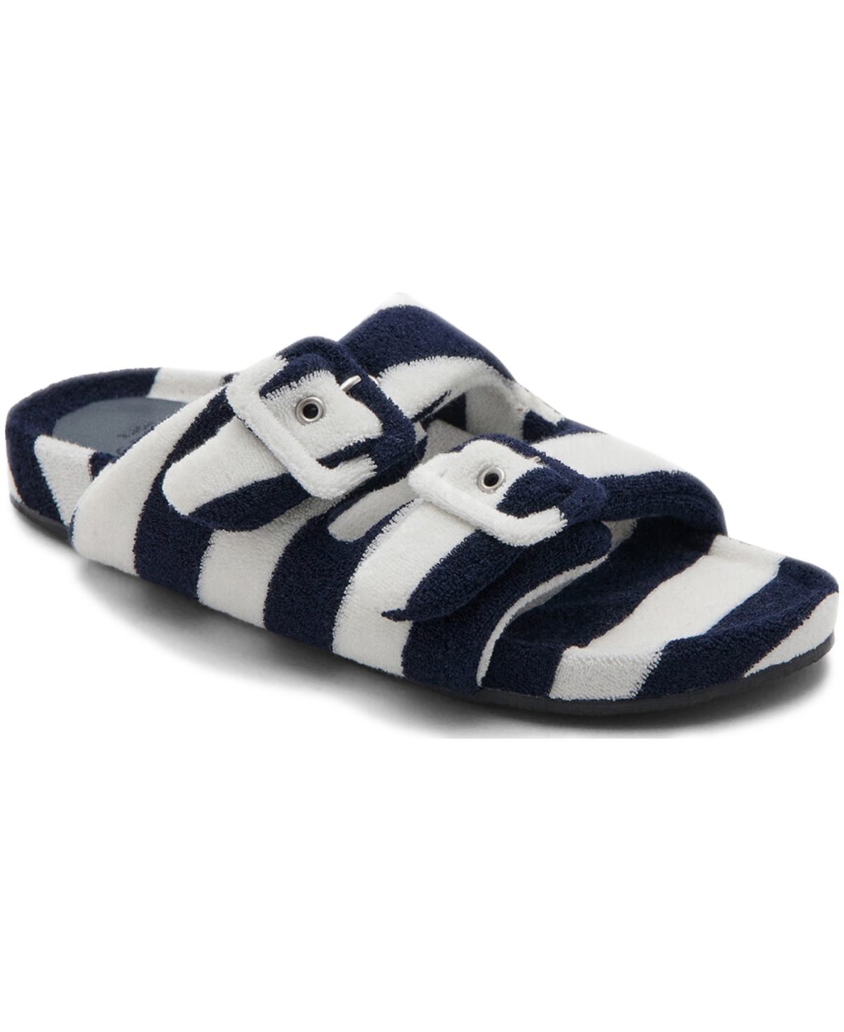 Click here for Mango Womens Striped Terry Slippers - Dark Navy prices