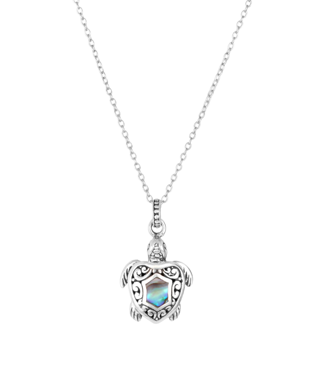 Click here for Macys Abalone Oxidized Filigree Turtle 18 Pendant... prices
