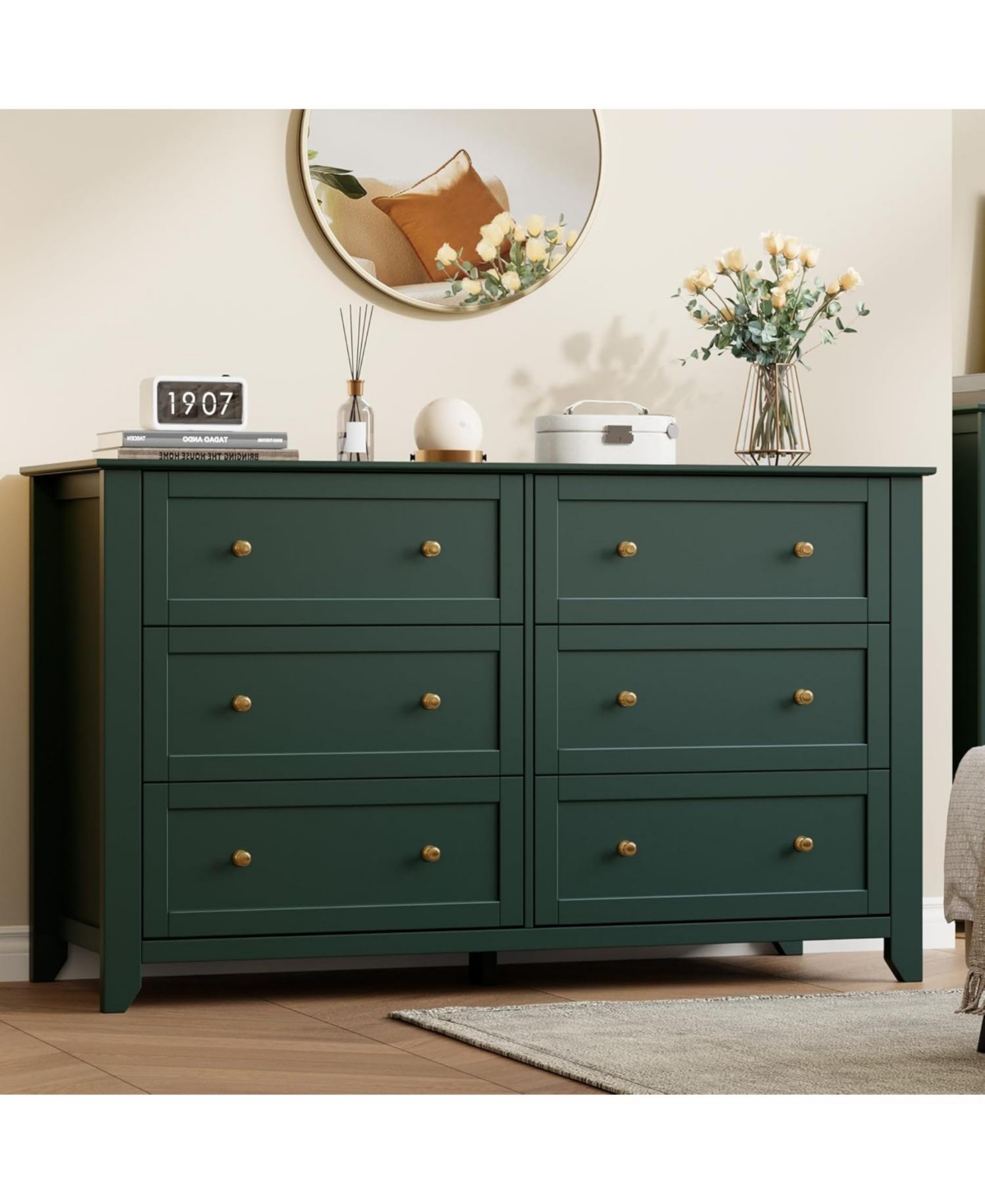 Click here for gaomon 54 Wide 6-Drawer Dresser with Metal Knobs... prices