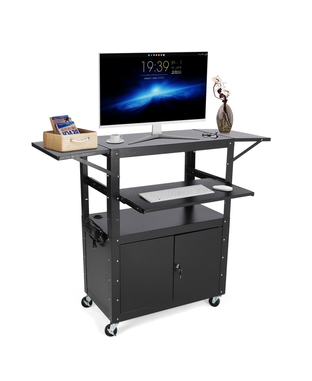 Click here for homfan Adjustable Rolling Av Cart with Locking Cab... prices