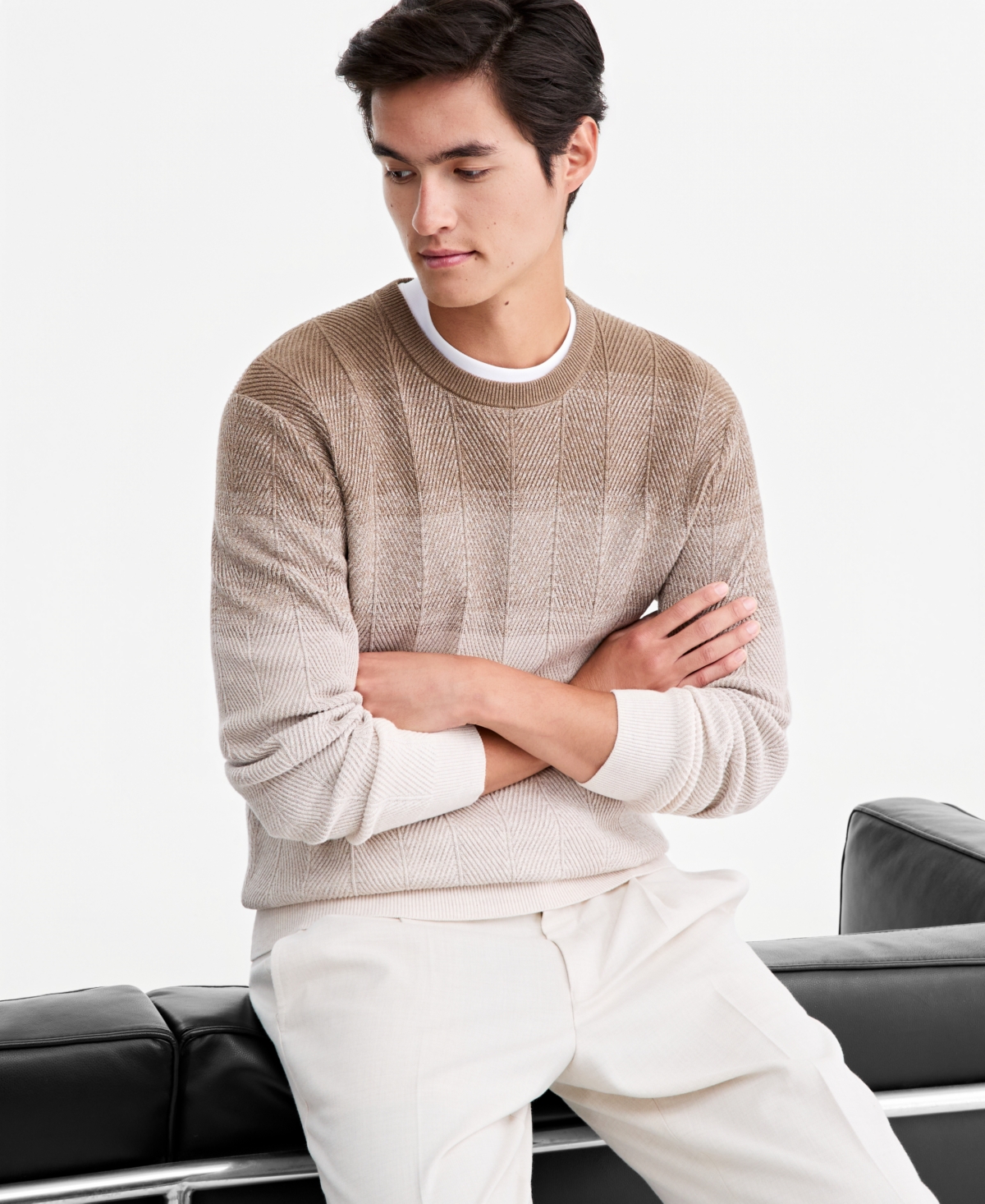 Click here for Alfani Mens Herr Cotton Gradient-Stripe Crewneck S... prices