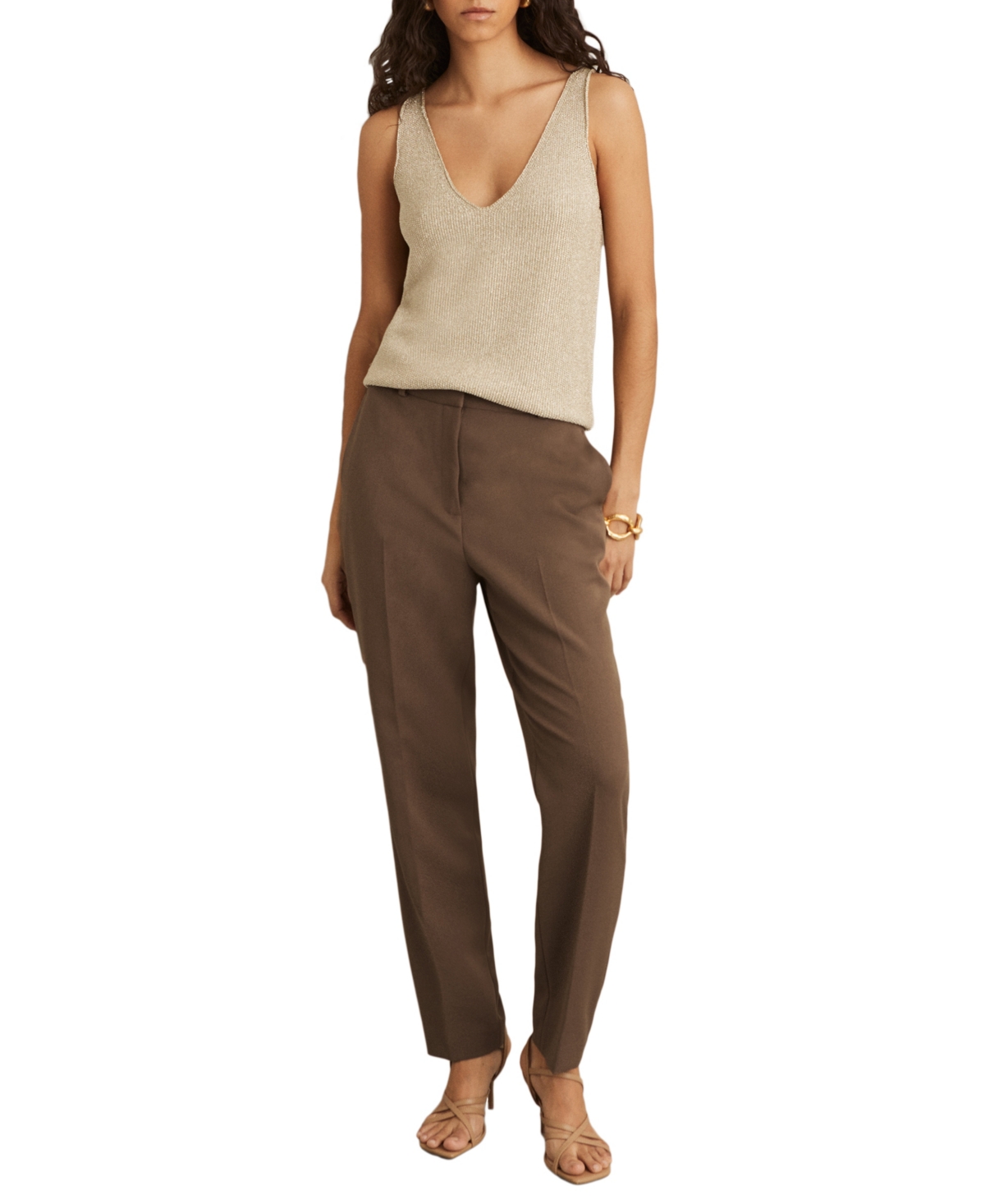Click here for Reiss Petite Gabi Slim-Fit Mid-Rise Trousers - Min... prices