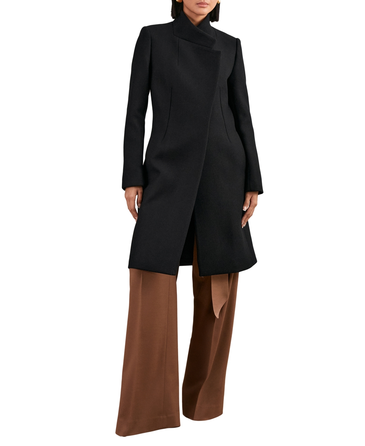 Click here for Reiss Womens Max Wool-Blend Wrapover-Front Standin... prices