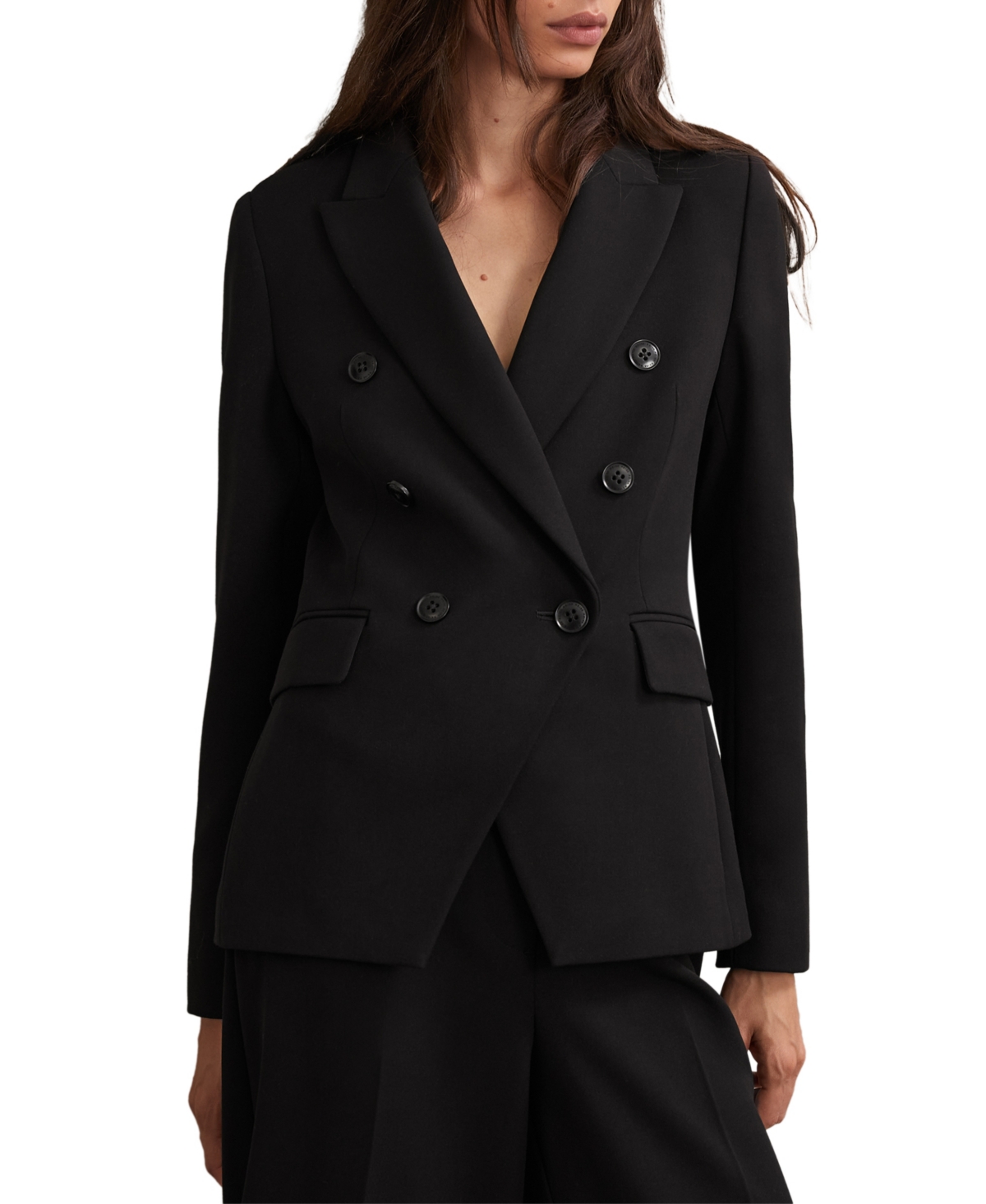 Click here for Reiss Womens Gabi Double-Breasted Peak-Lapels Blaz... prices